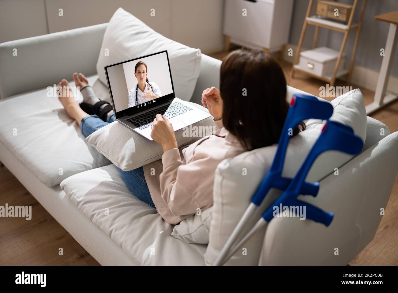 Patient Watching Online Video Consultation Stock Photo - Alamy