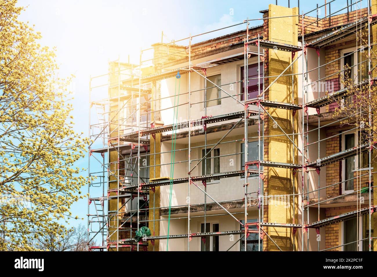 External wall insulation during spring season Stock Photo - Alamy