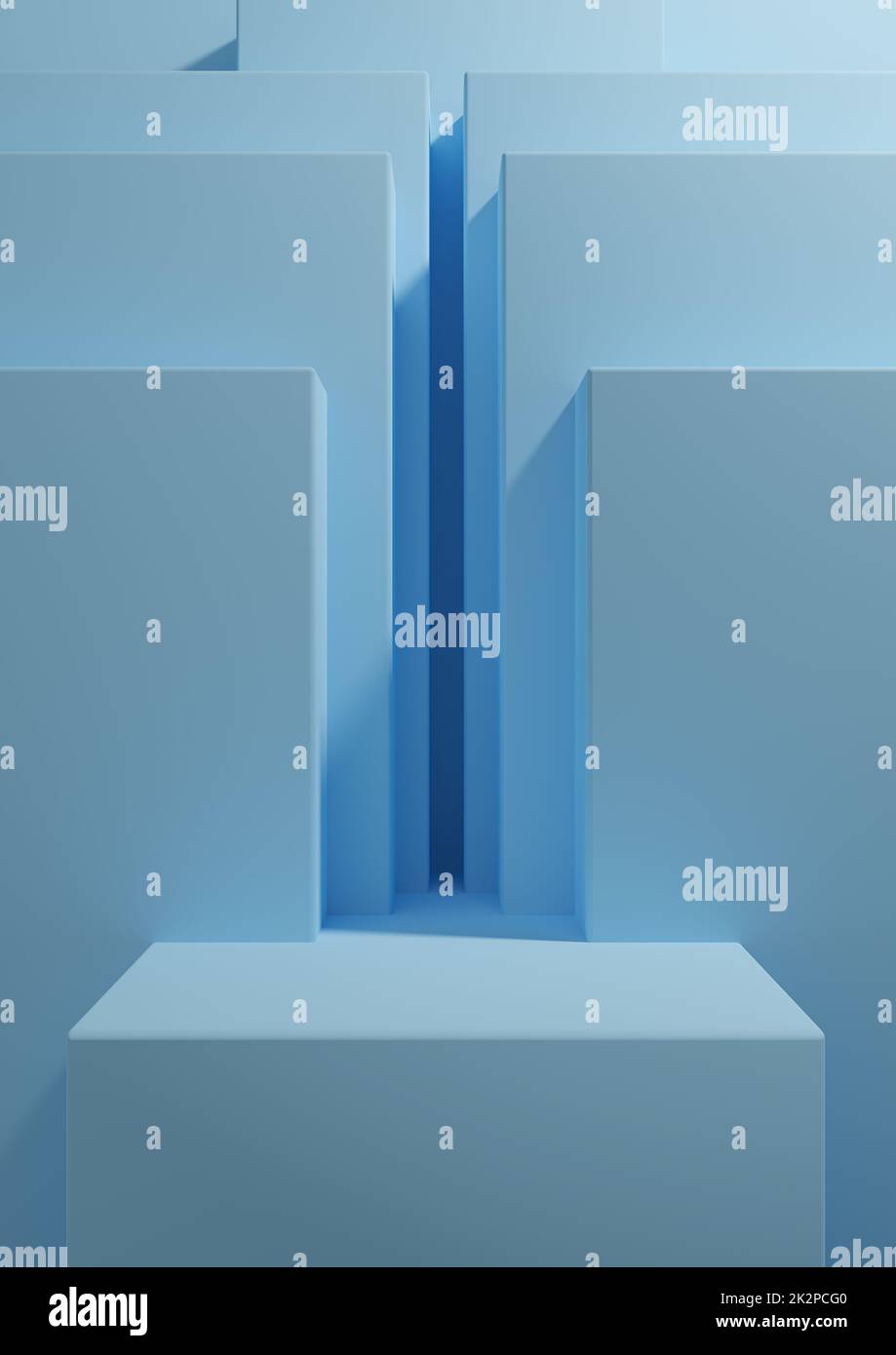 Bright, light sky blue 3D rendering simple, minimal, geometric ...