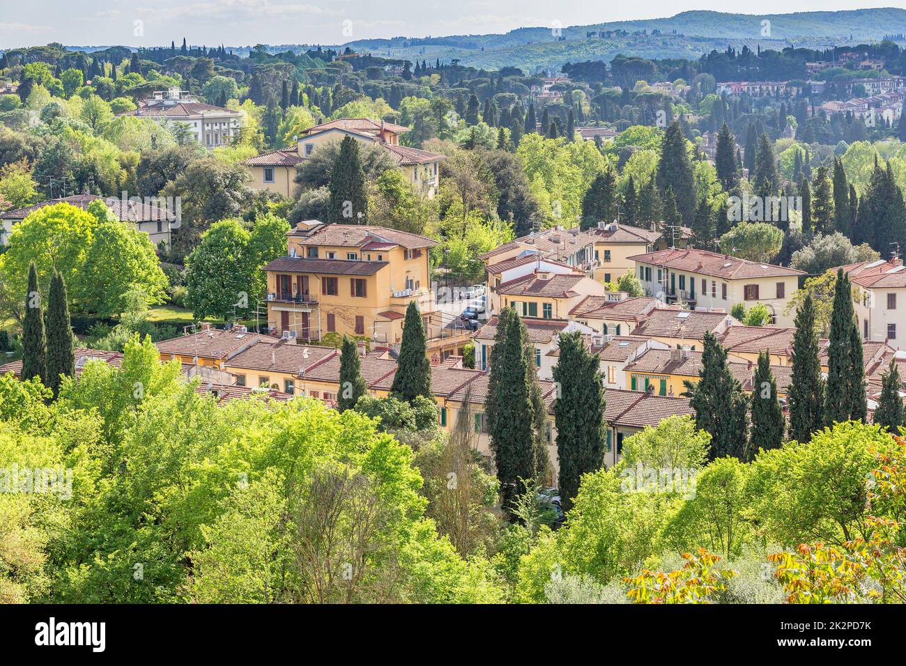 View of Italian village in forest landscape Stock Photo - Alamy