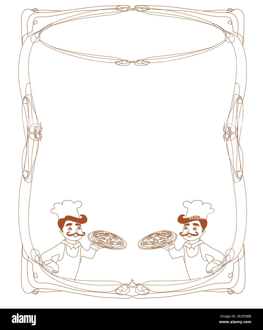 chef with pizza - Menu Template Stock Photo - Alamy