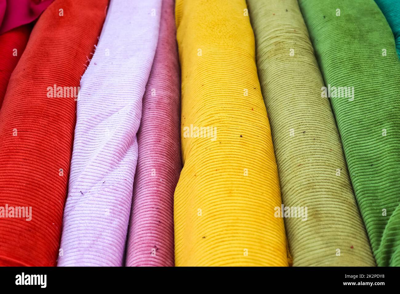 Samples of cloth and fabrics in different colors found at a fabrics ...
