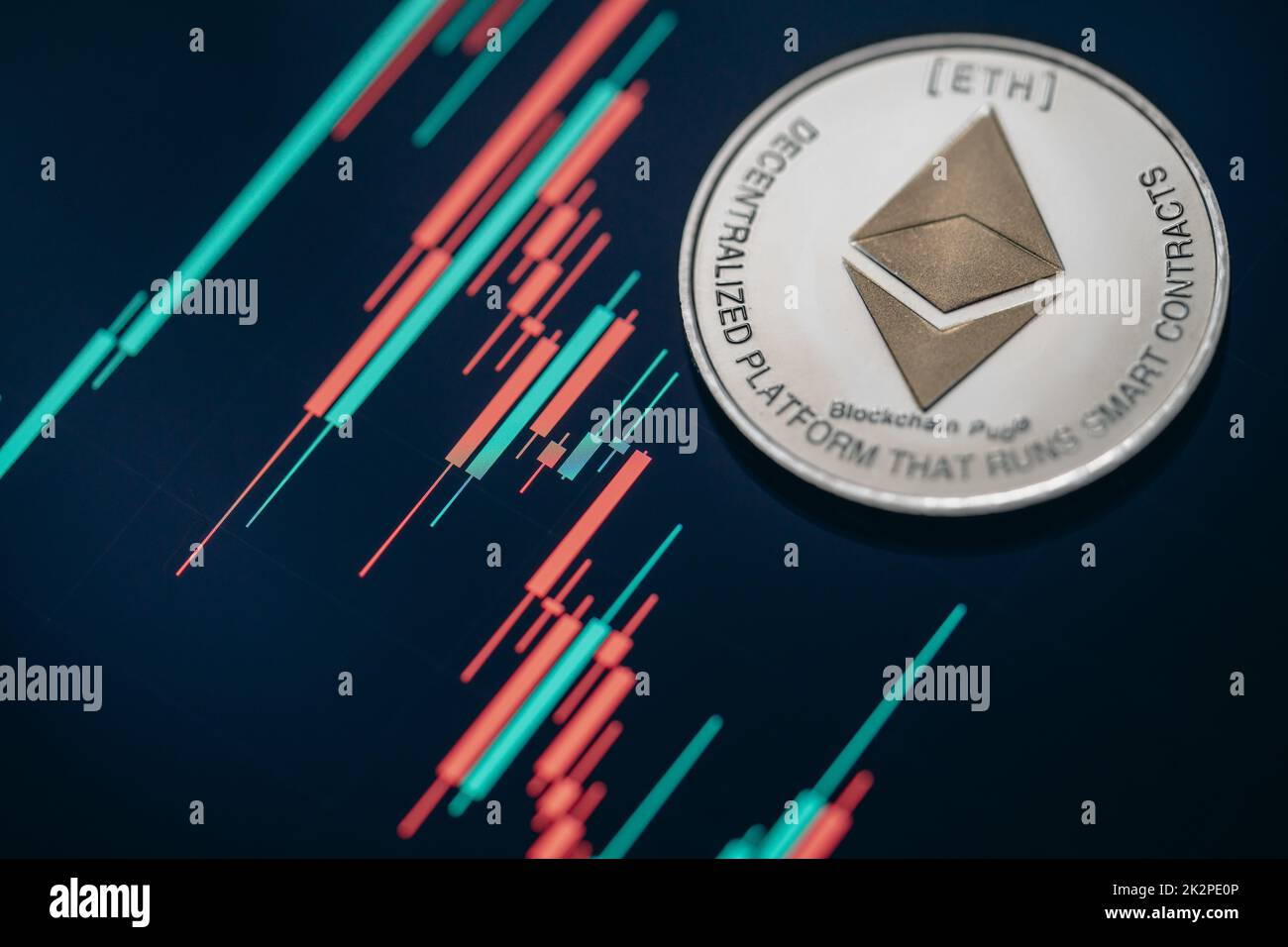 Silver Ethereum cryptocurrency with candle stick graph chart and🥒 ... Silver Ethereum cryptocurrency with candle stick graph chart and🥒 ...