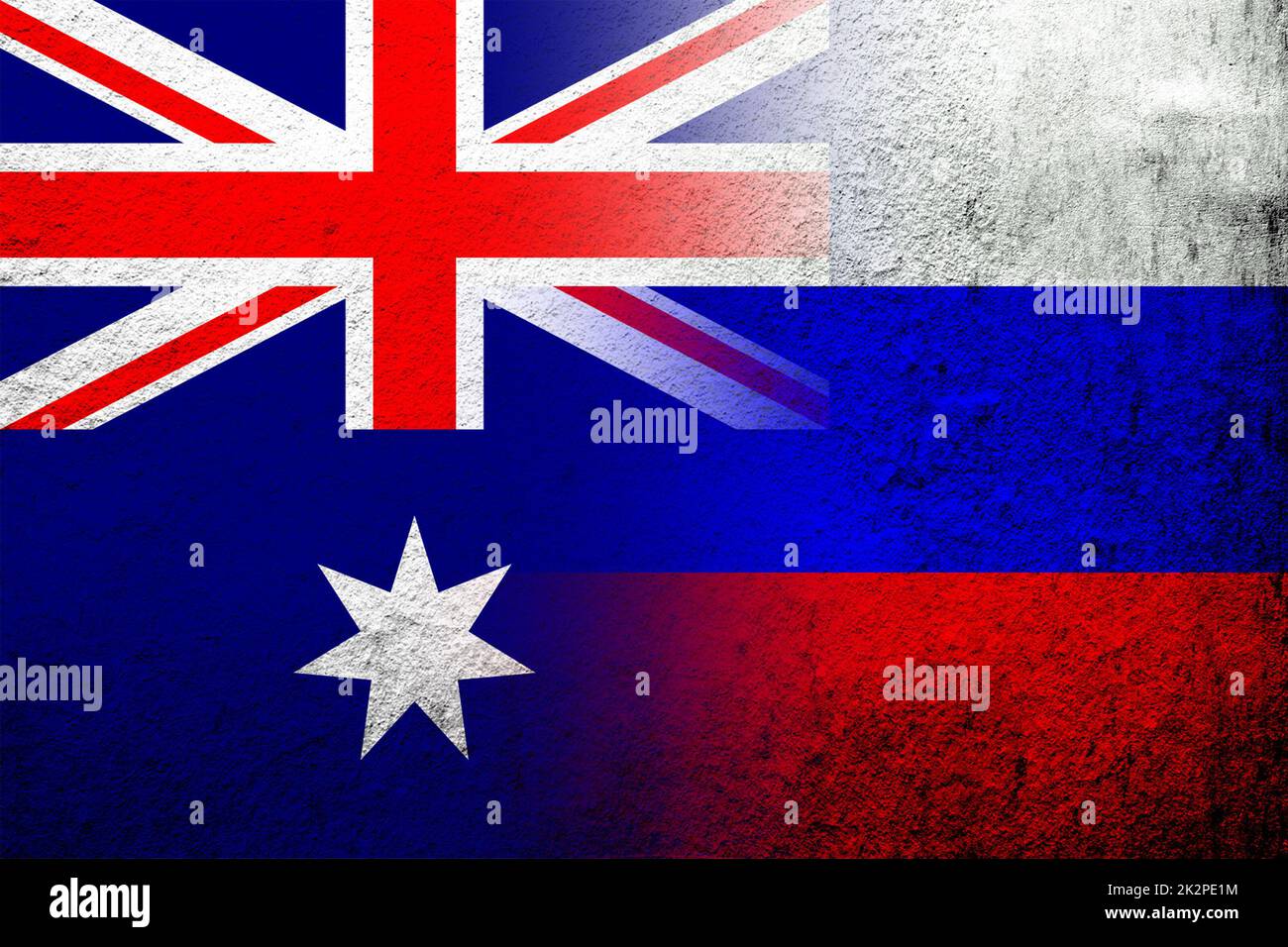 National flag of Russian Federation with National flag of Australia ...