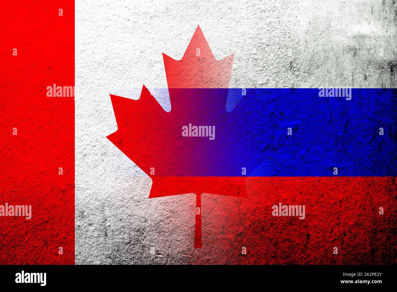 National flag of Russian Federation with National flag of Canada ...