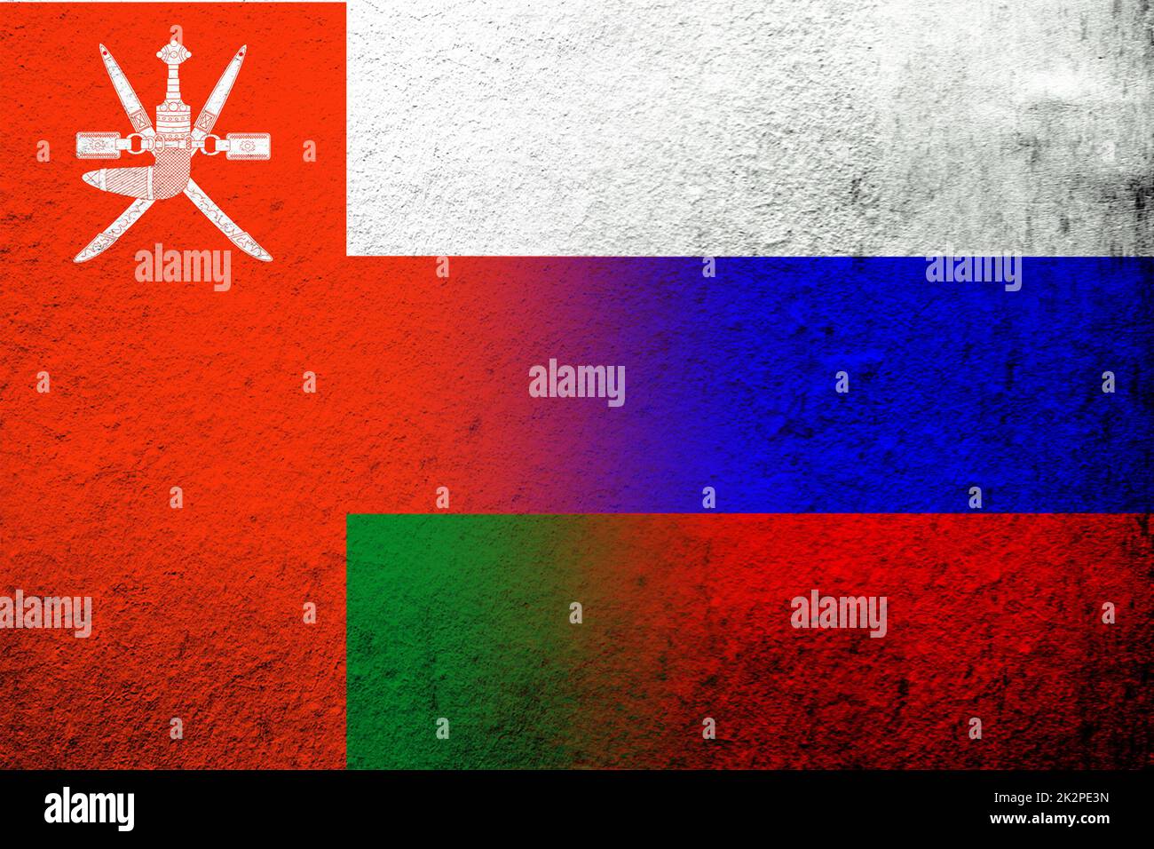 National flag of Russian Federation with The Sultanate of Oman National ...