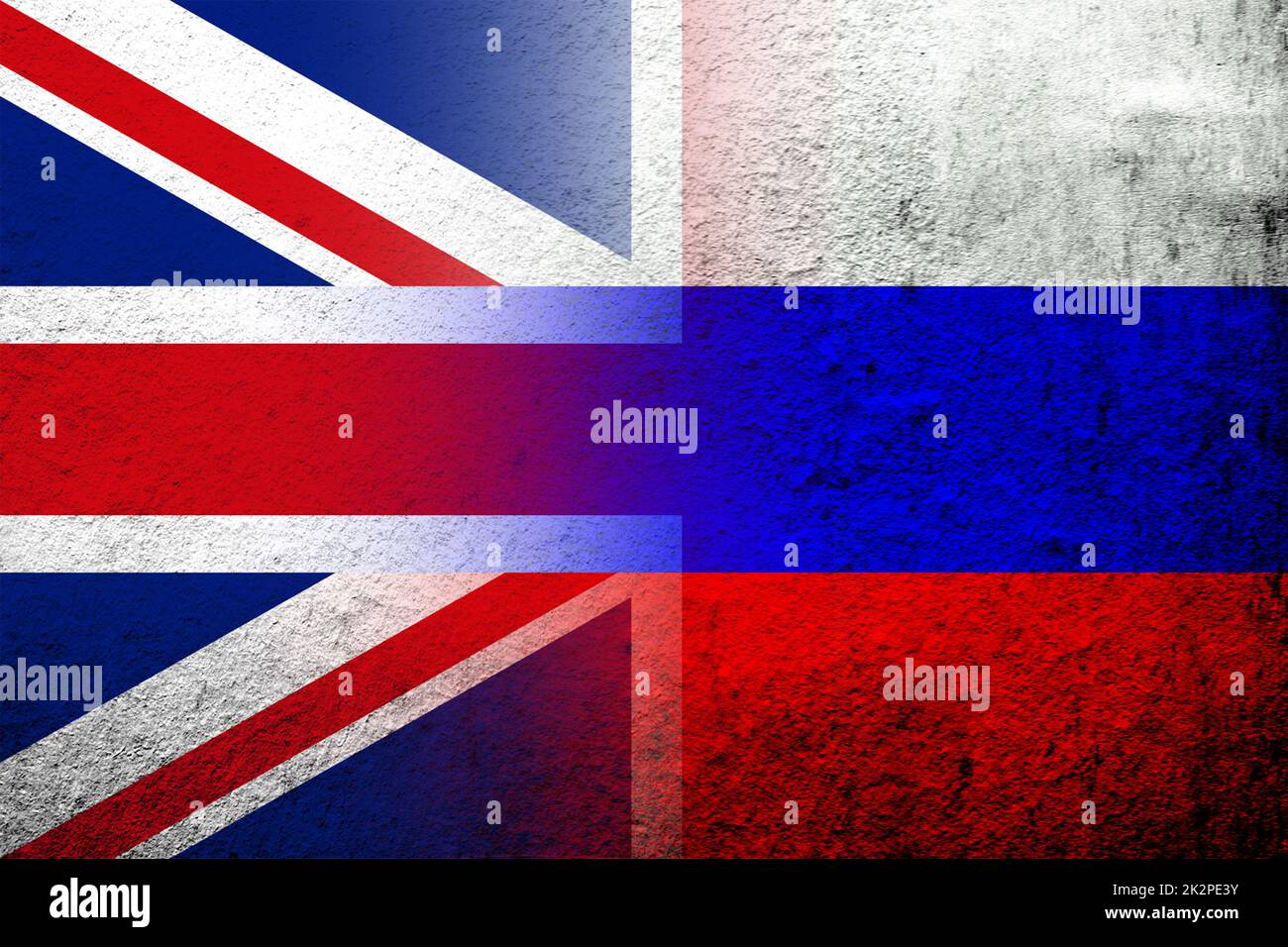 National flag of Russian Federation with National flag of United ...