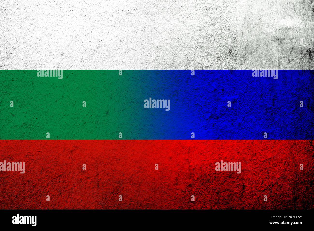 National flag of Russian Federation with The Republic of Bulgaria ...