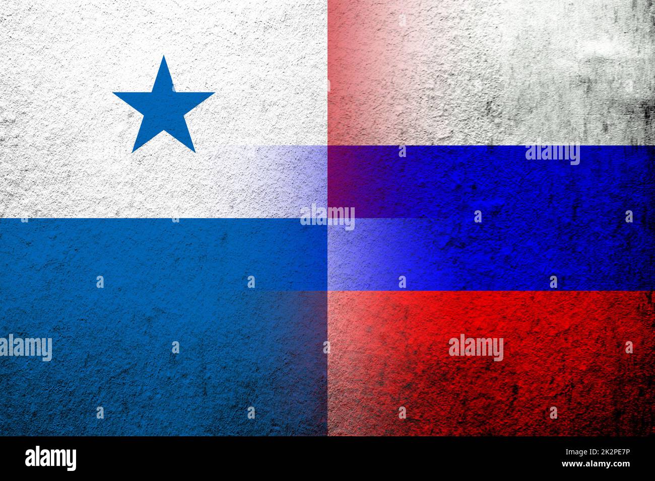 National flag of Russian Federation with The Republic of Panama ...