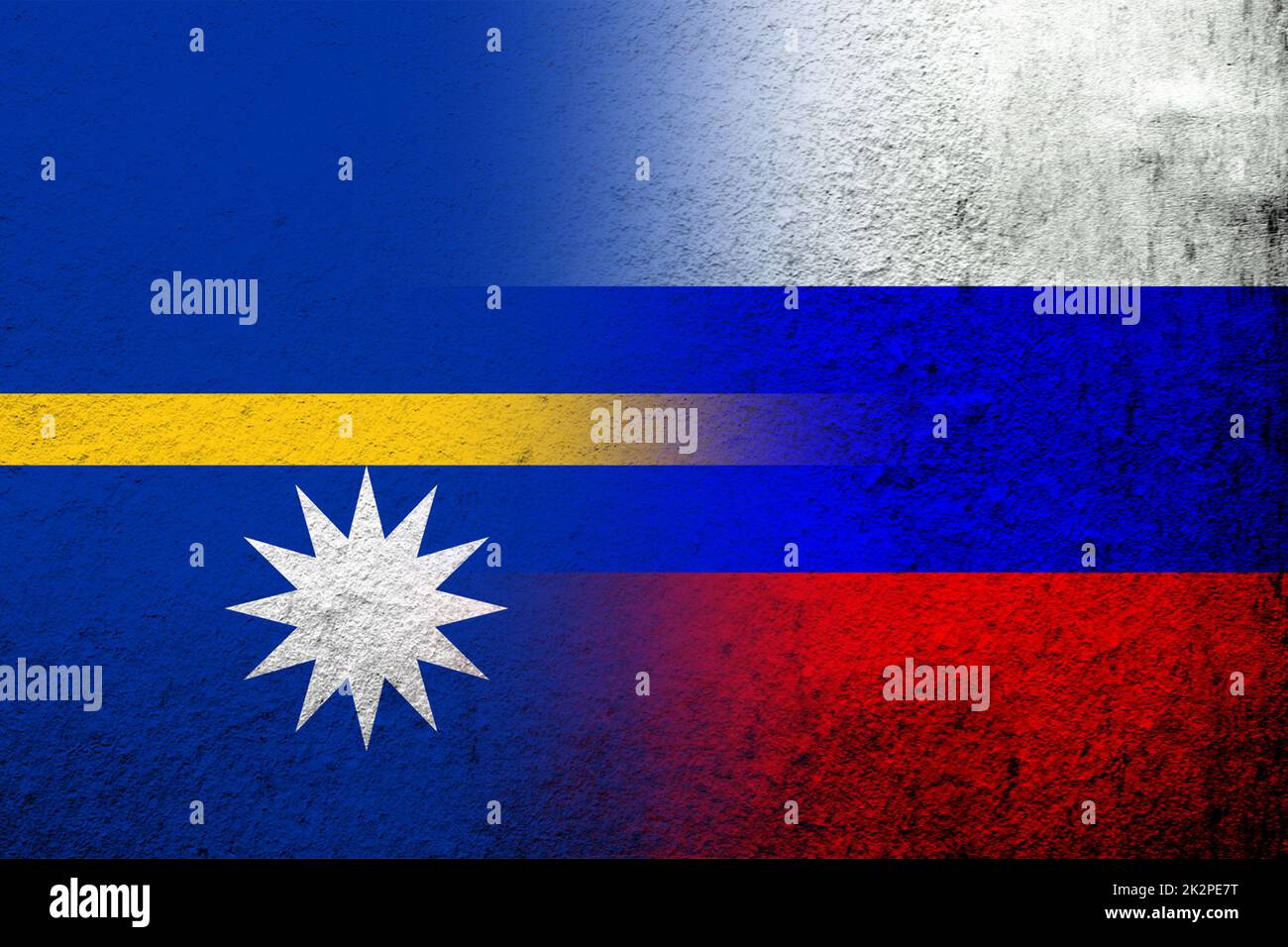 National flag of Russian Federation with The Republic of Nauru Pleasant ...