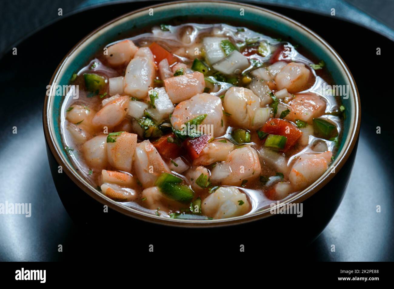 Red Shrimp Ceviche, Mexican food, low key Stock Photo - Alamy