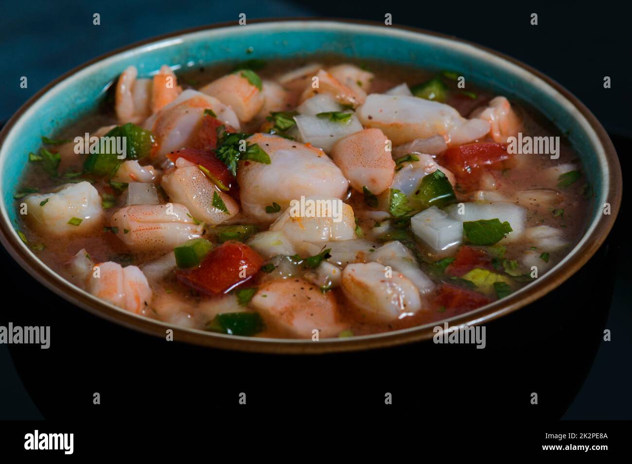 Red Shrimp Ceviche, Mexican food, low key Stock Photo - Alamy