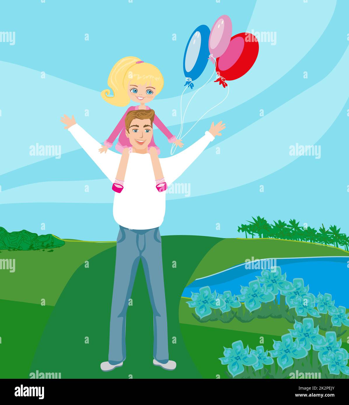 Father Carrying Daughter On His Shoulders Stock Photo - Alamy