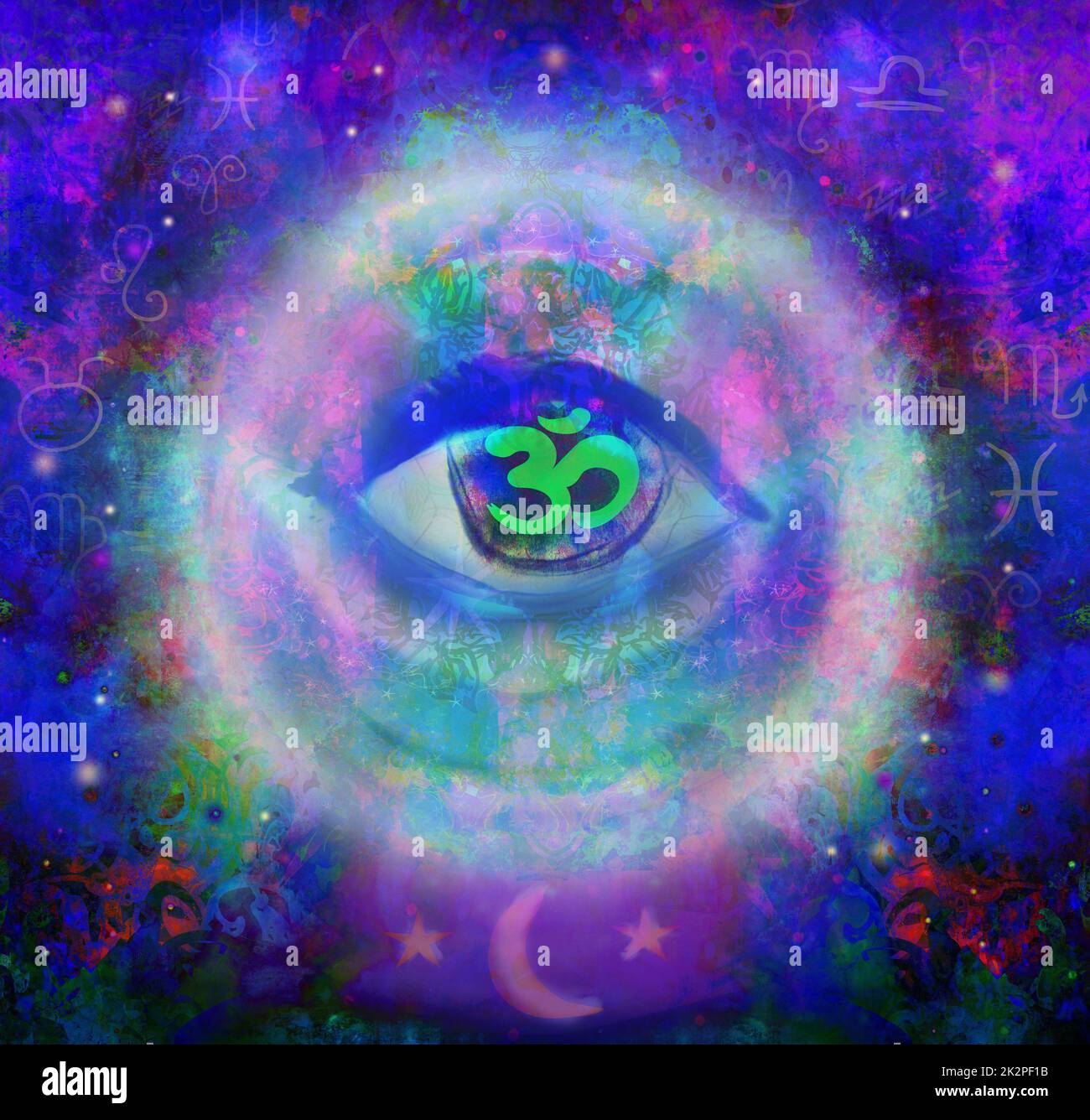 illustration of a third eye mystical sign in glass sphere Stock Photo ...