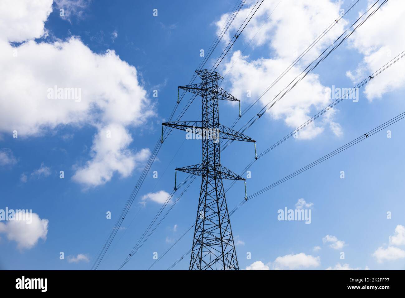 High voltage pole or High voltage electricity tower and transmission ...