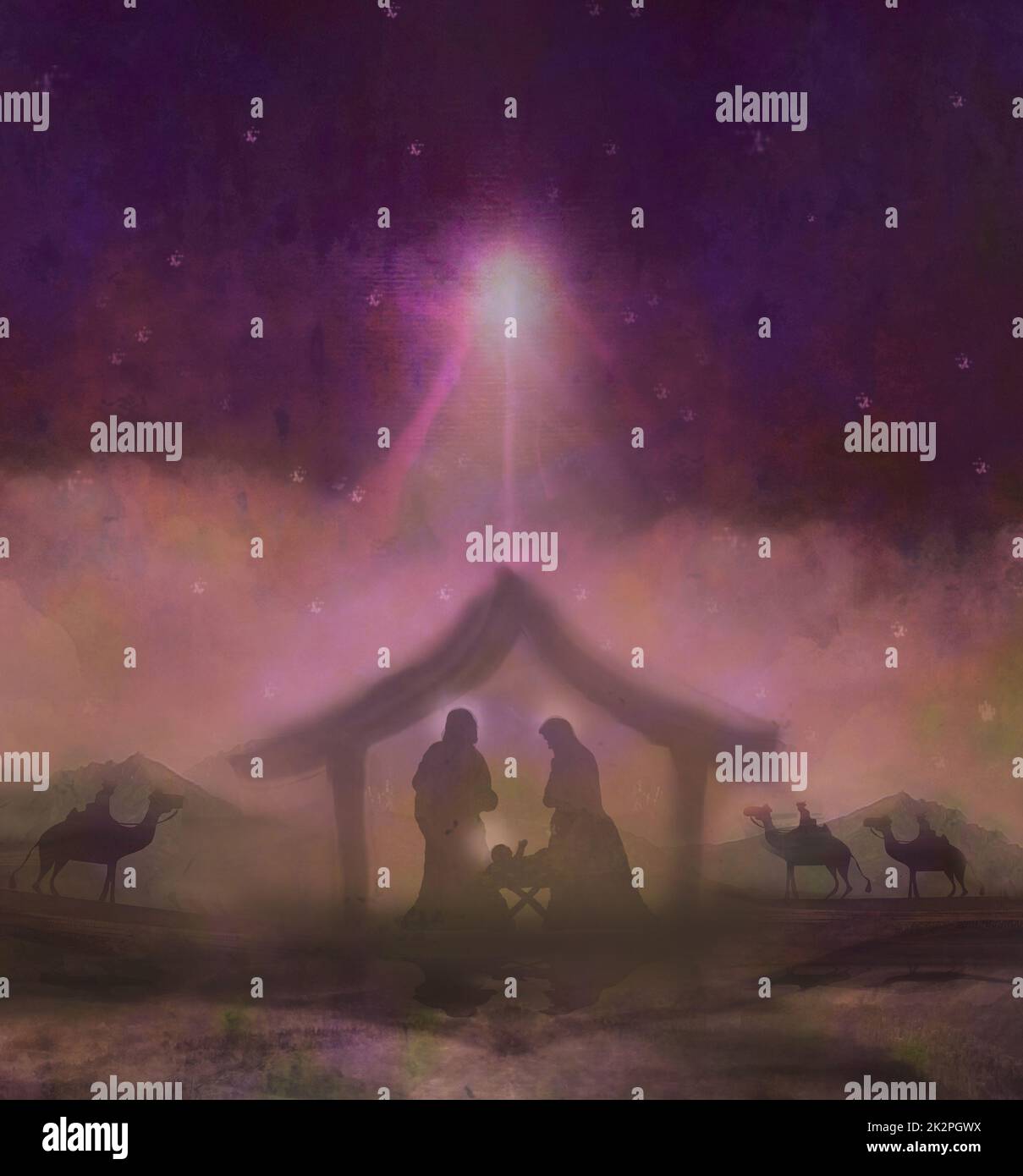 Biblical scene - birth of Jesus in Bethlehem Stock Photo - Alamy