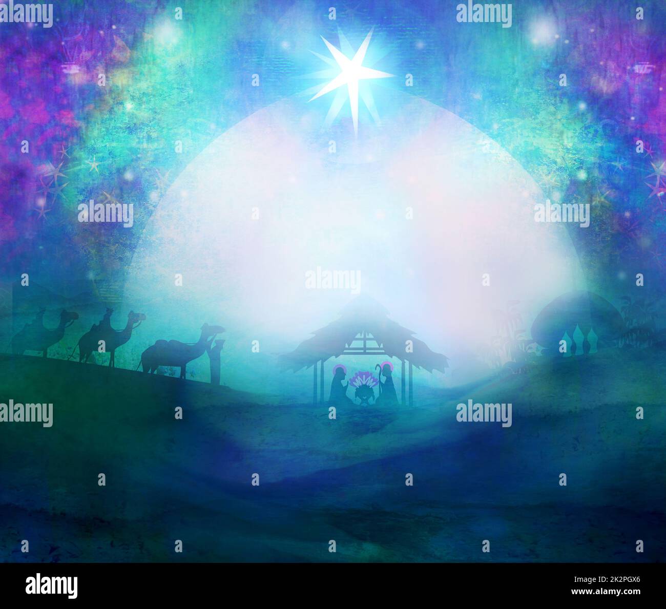Biblical scene - birth of Jesus in Bethlehem Stock Photo - Alamy