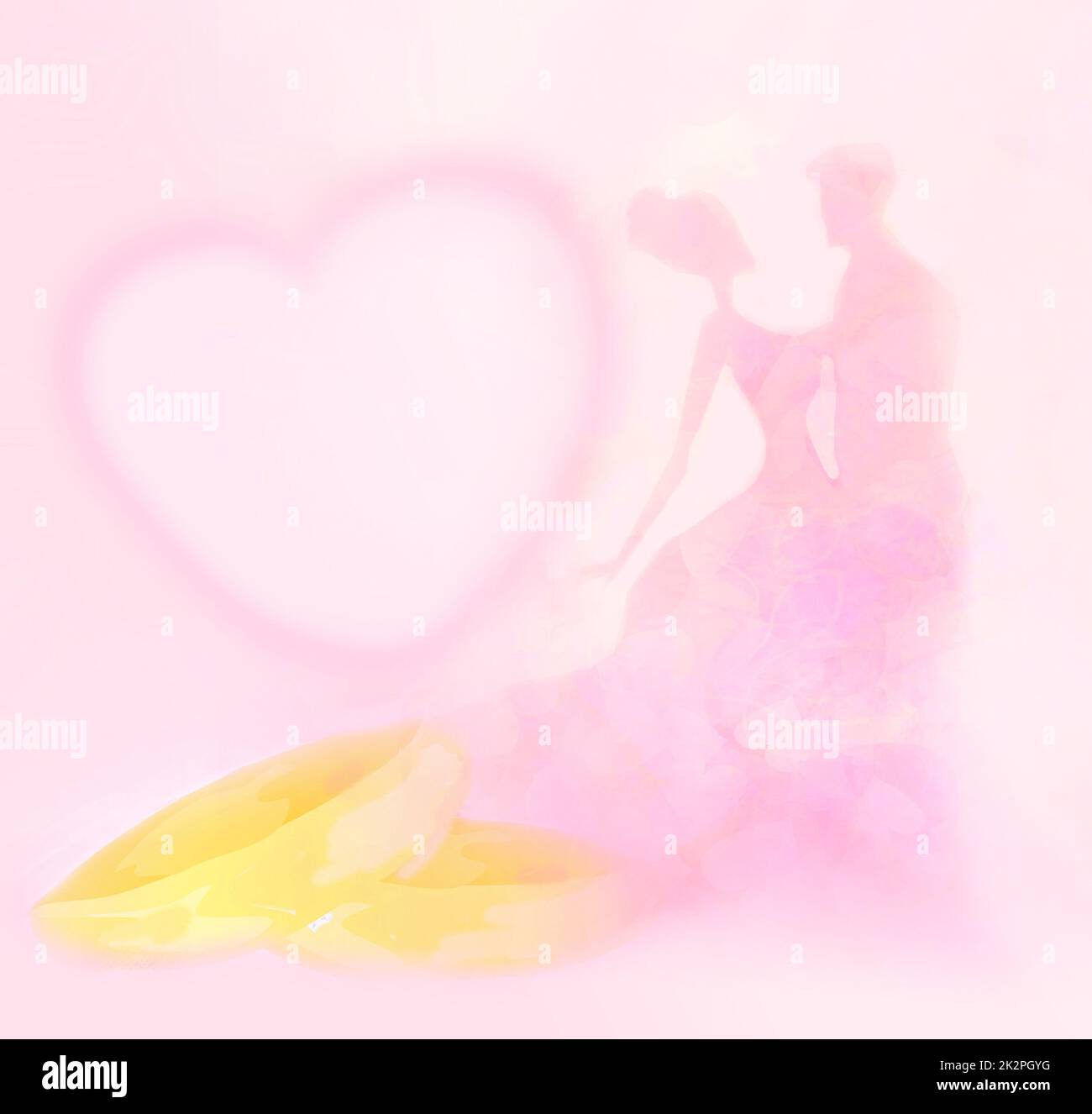 Wedding Invitation card with rings and dancing couple Stock Photo - Alamy