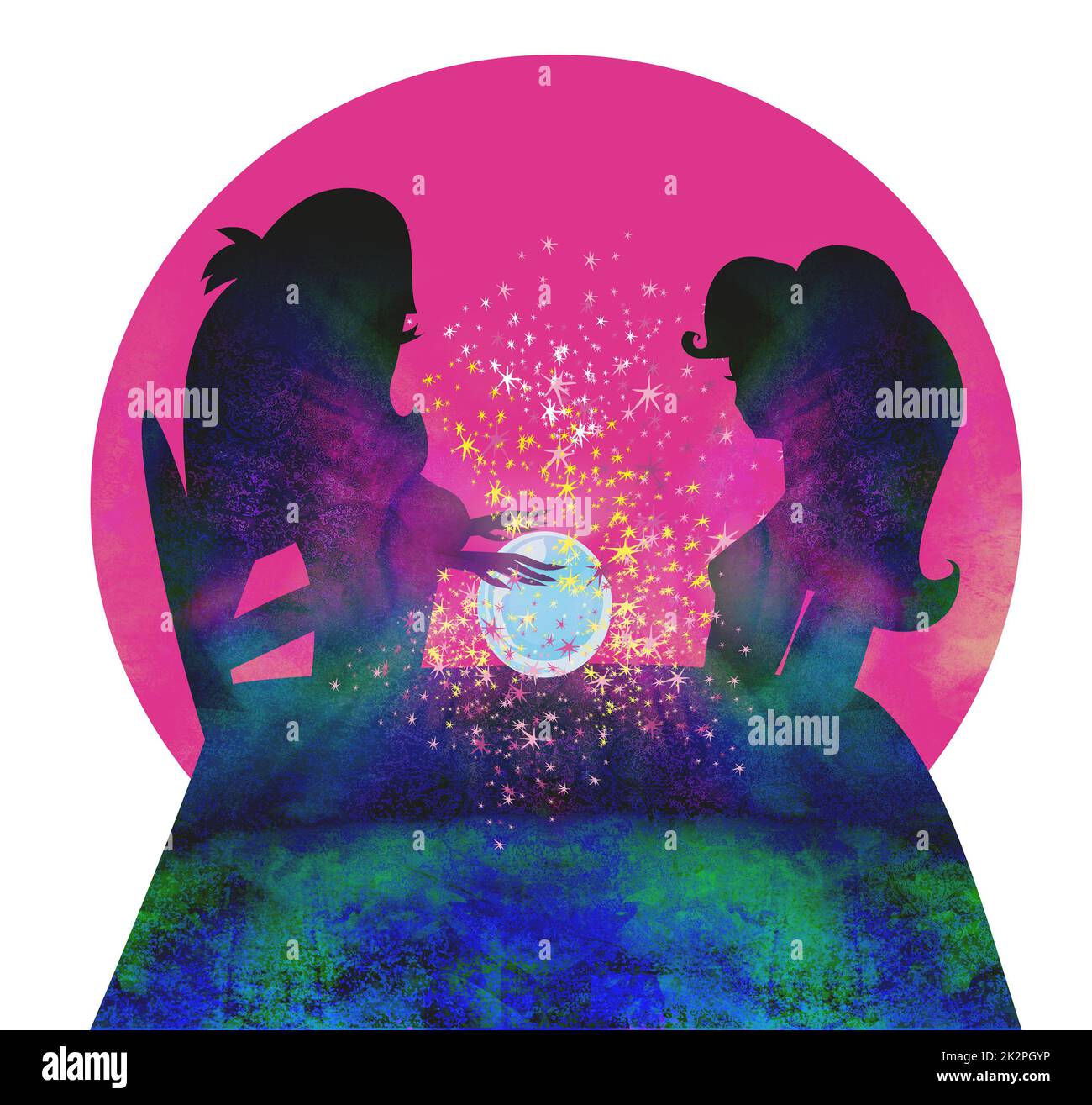 fortune teller woman reading future on magical crystal ball Stock Photo ...