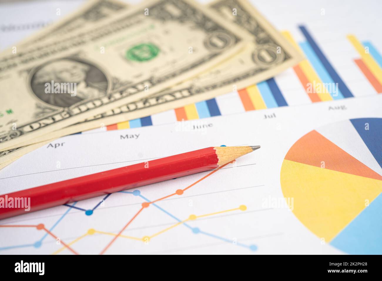 Pencil on charts and graph paper. Finance, Account, Statistics ...