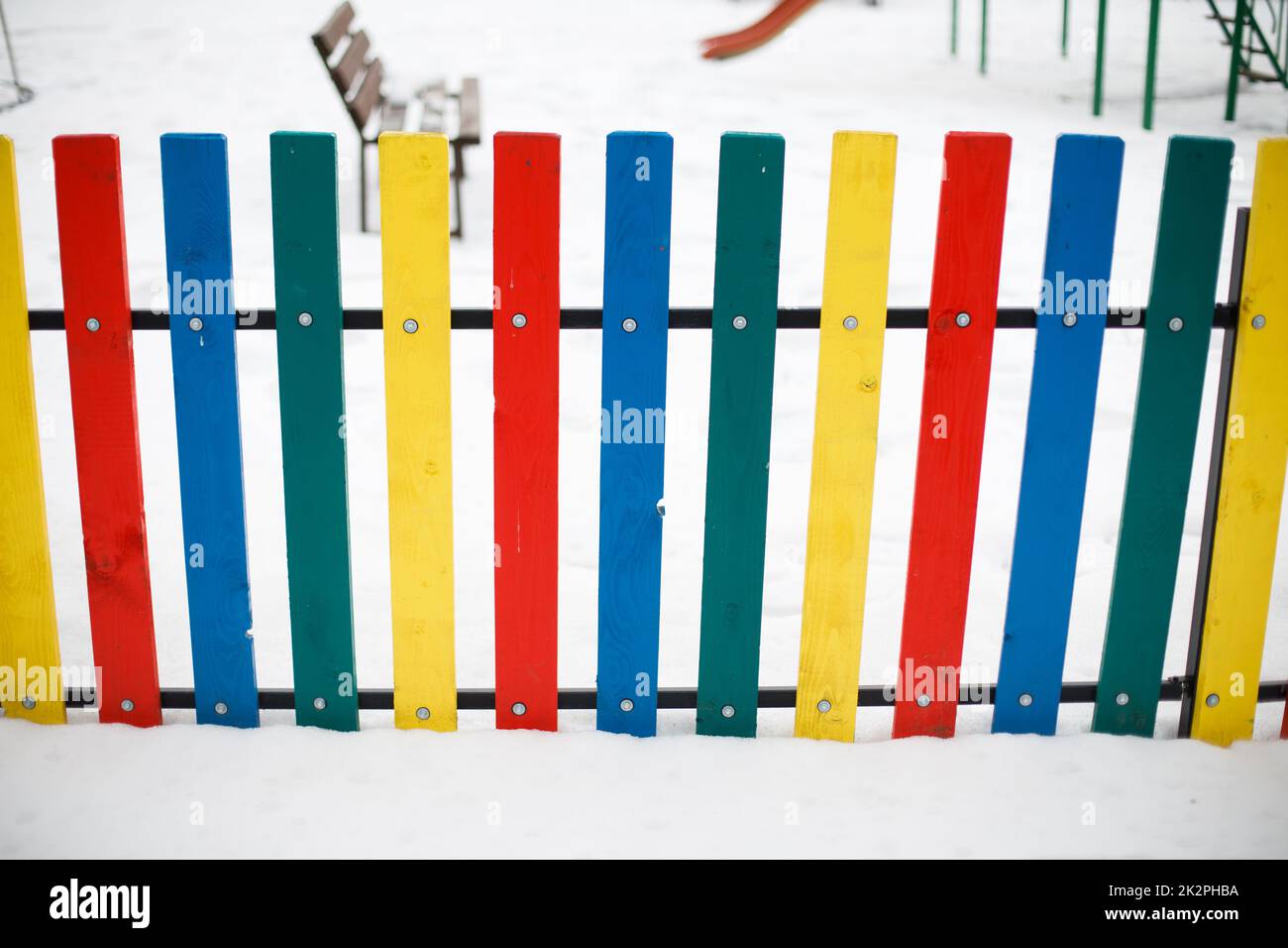 Colorful wooden fence Stock Photo - Alamy