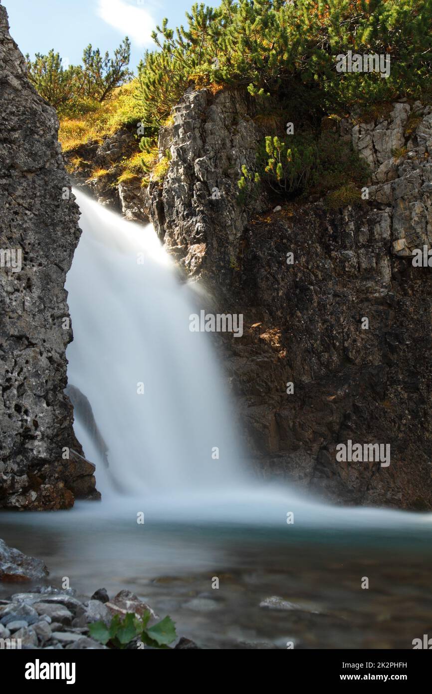 Mountain River coming out of a small gorge in Austrian Alps Stock Photo ...
