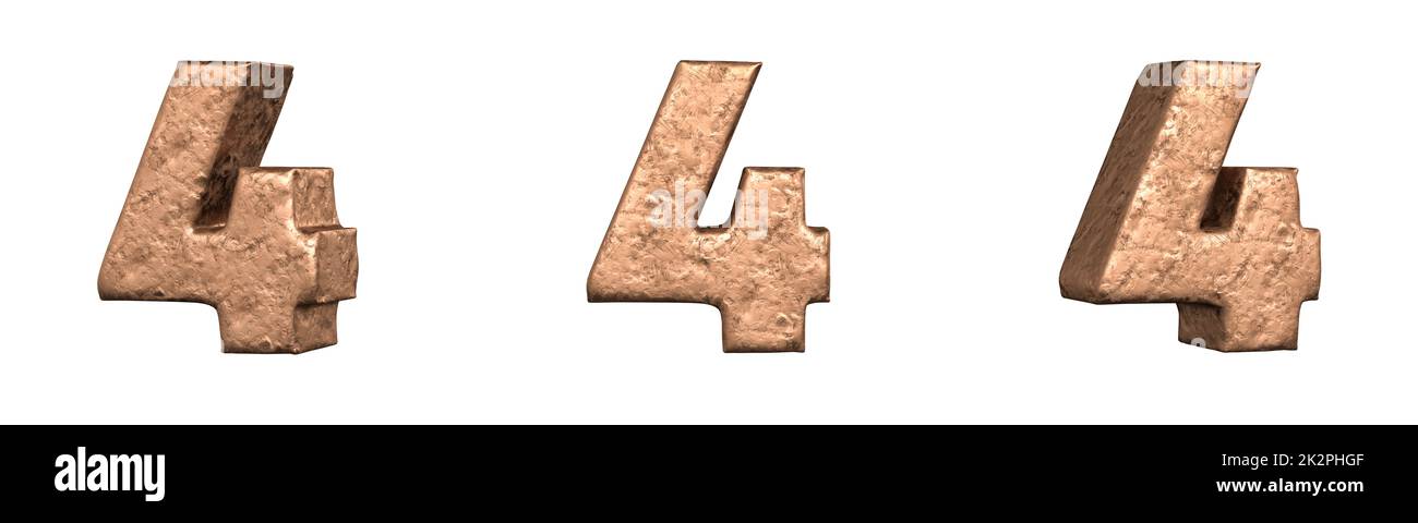 Number 4 (Four) from Copper numbers collection set. Isolated. 3D ...