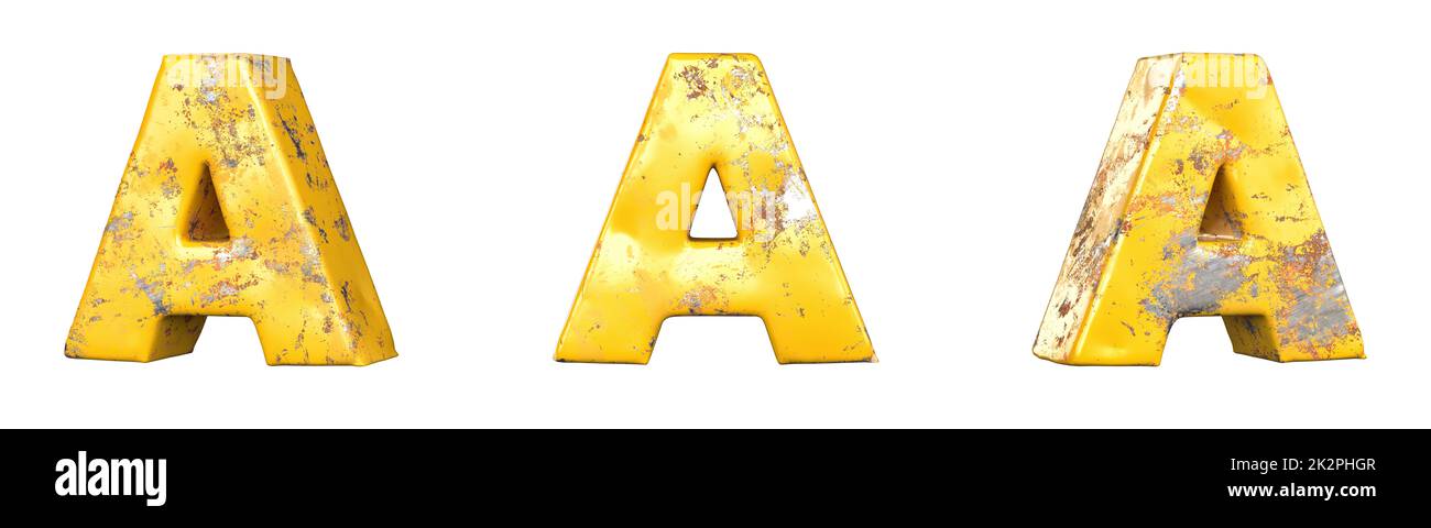 Letter A from alphabet set of metallic yellow grunge letters. Isolated ...