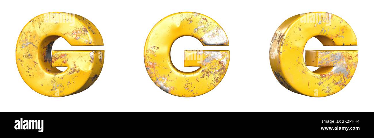 Letter G from alphabet set of metallic yellow grunge letters. Isolated ...
