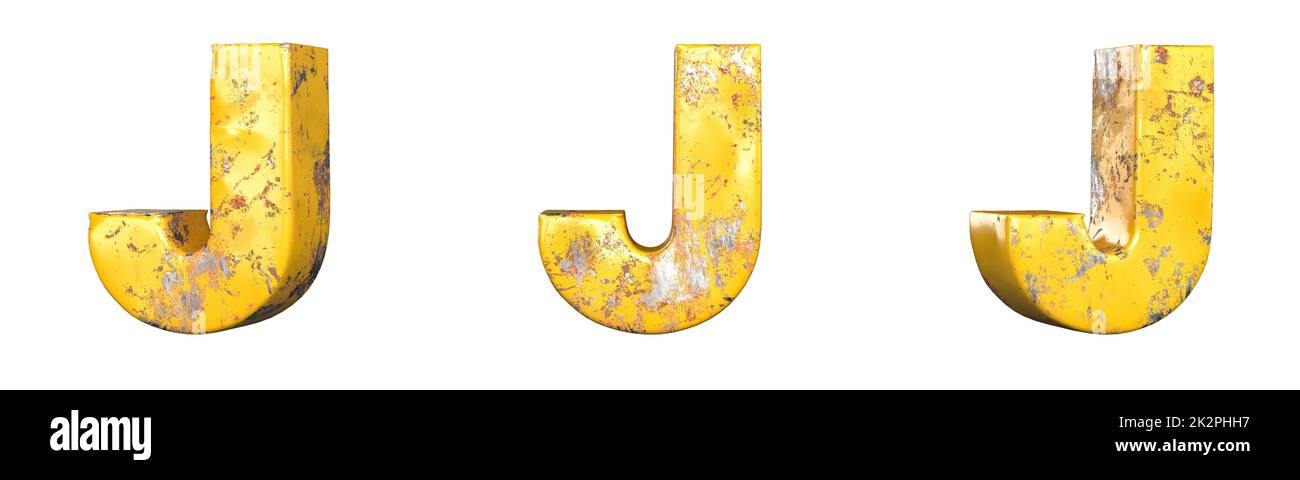 Letter J from alphabet set of metallic yellow grunge letters. Isolated ...