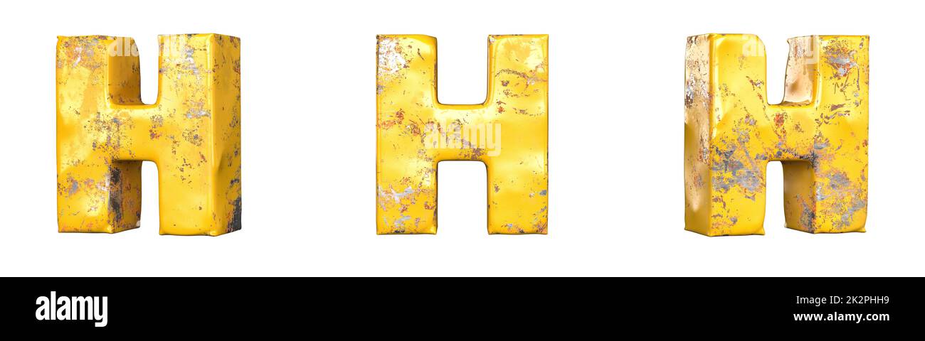 Letter H from alphabet set of metallic yellow grunge letters. Isolated ...