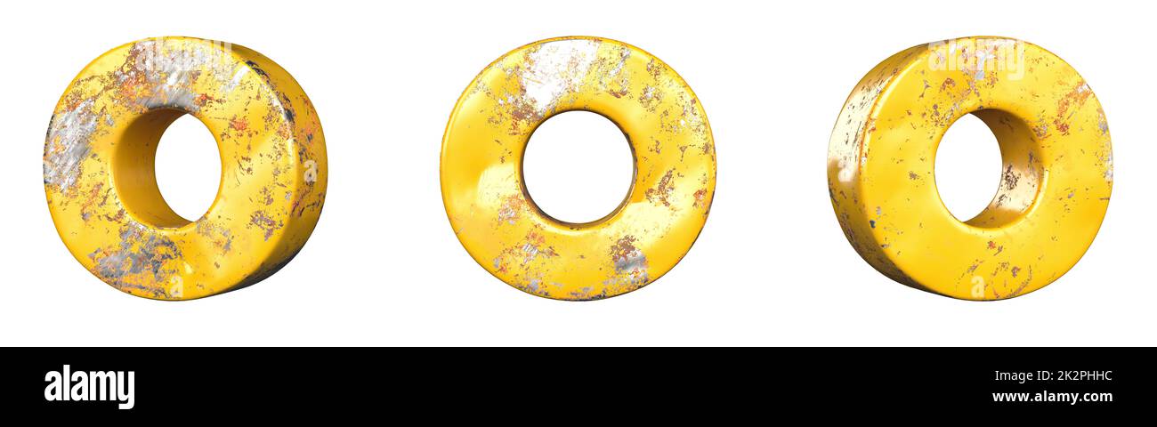 Letter O from alphabet set of metallic yellow grunge letters. Isolated ...