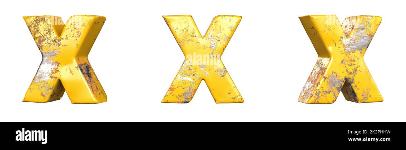 Letter X from alphabet set of metallic yellow grunge letters. Isolated ...