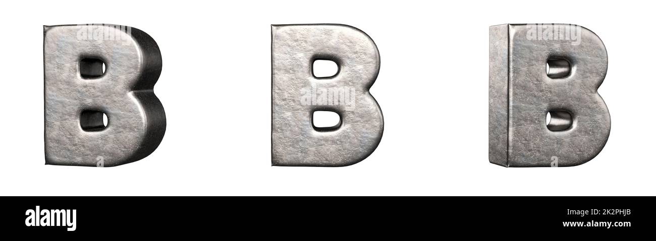 Letter B from a scratched iron letters collection. Isolated. 3D ...