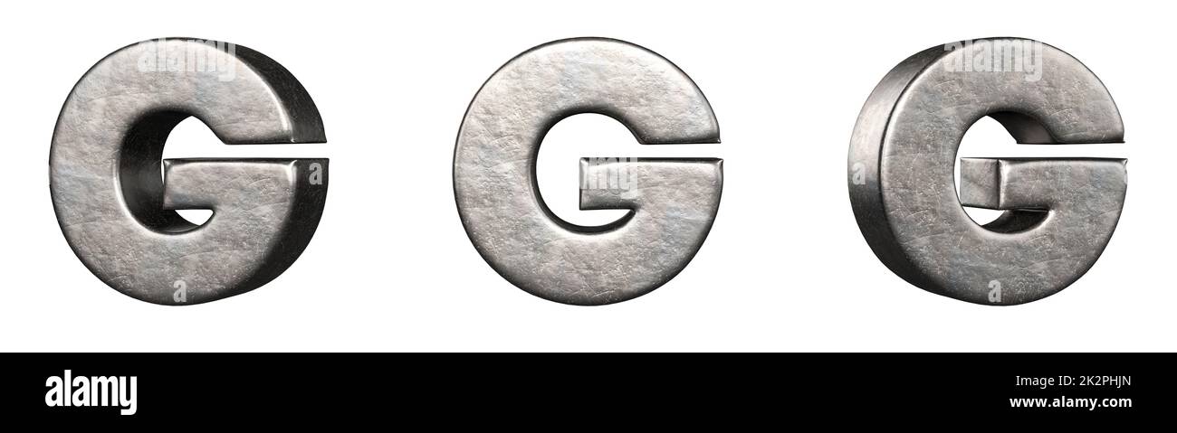 Letter G from a scratched iron letters collection. Isolated. 3D ...
