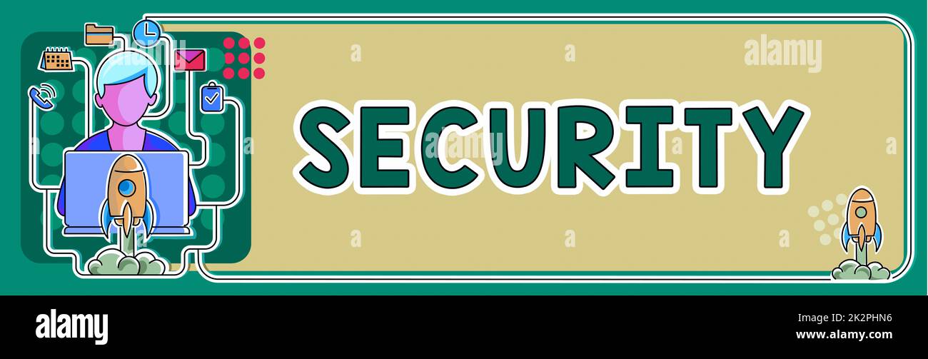 Hand writing sign Security. Business approach The state of feeling safe ...