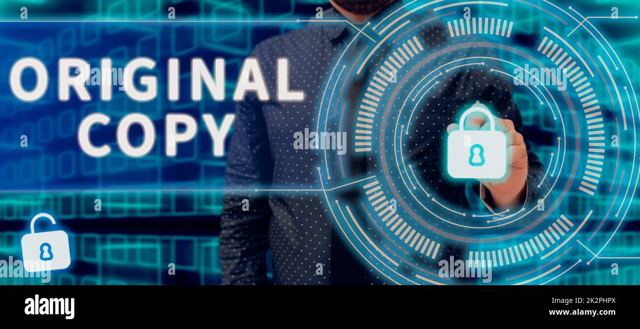 Sign displaying Original Copy. Business showcase Main Script Unprinted ...