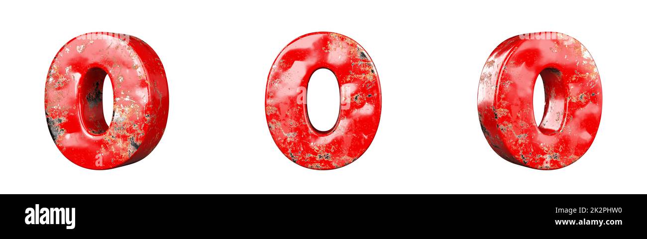 Number 0 (Zero) from Red scratched metallic numbers collection set ...