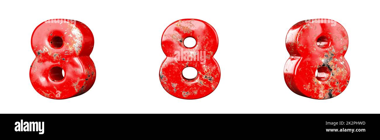 Number 8 (Eight) from Red scratched metallic numbers collection set ...