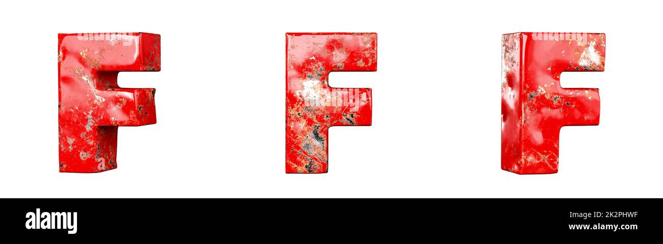 Letter F from Red scratched metallic letters alphabet collection set ...