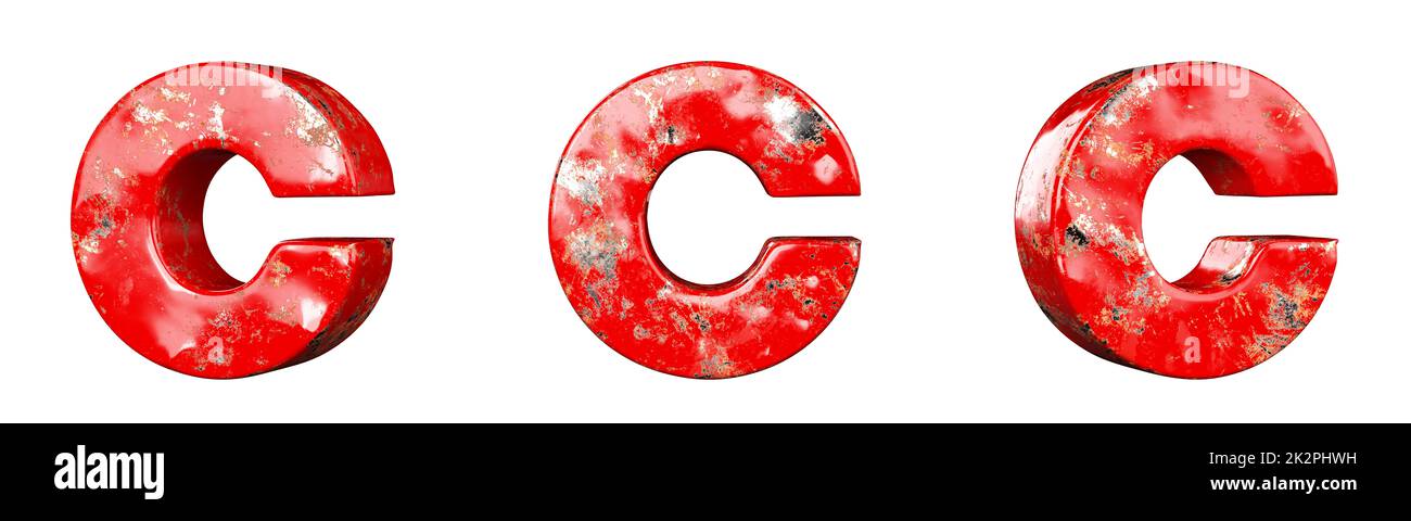 Letter C from Red scratched metallic letters alphabet collection set ...