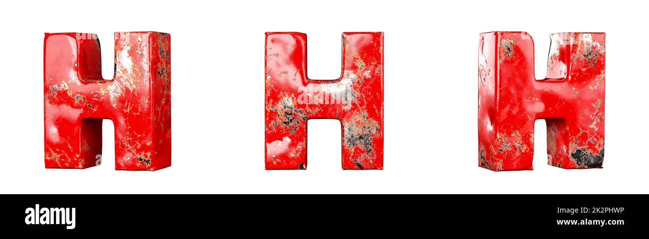 Letter H from Red scratched metallic letters alphabet collection set ...