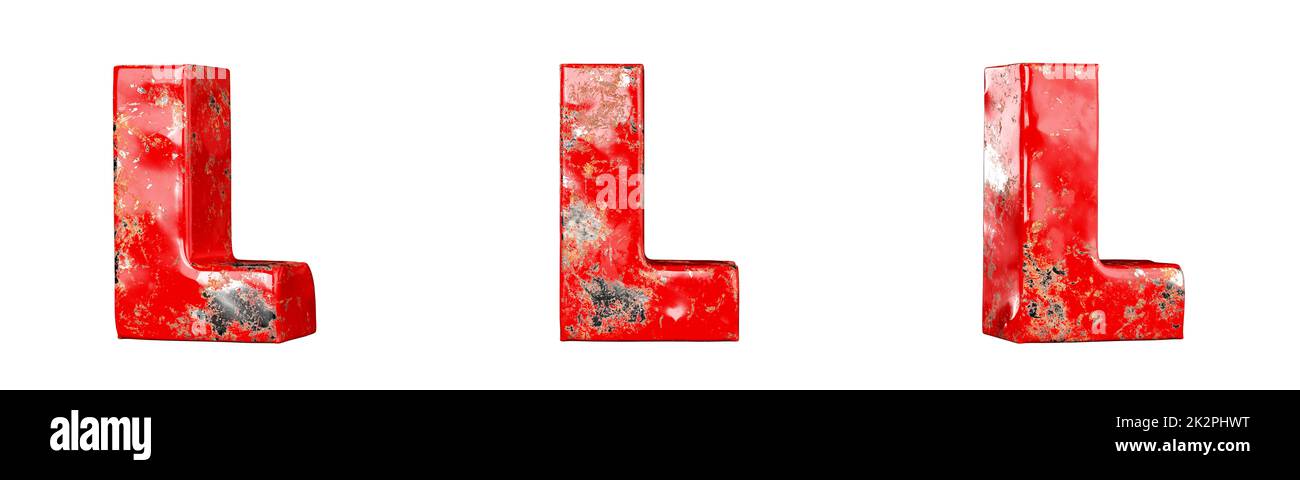 Letter L from Red scratched metallic letters alphabet collection set ...
