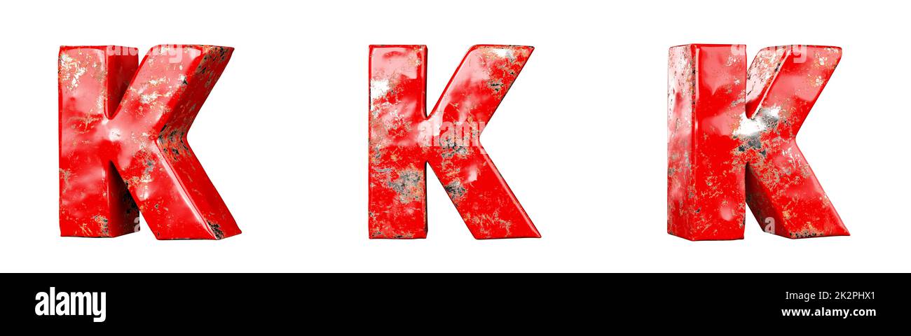 Letter K from Red scratched metallic letters alphabet collection set ...