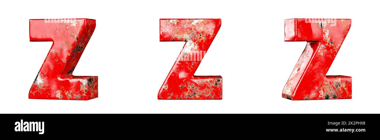Letter Z from Red scratched metallic letters alphabet collection set ...