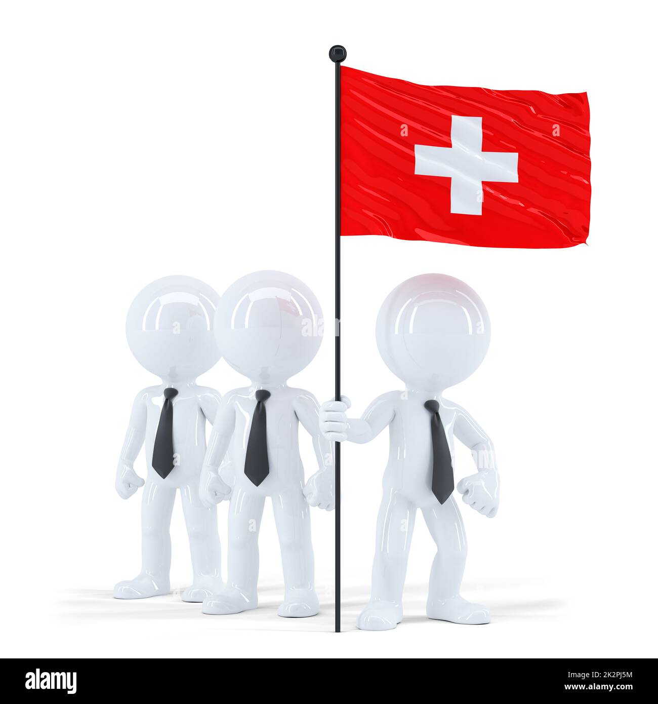 Business team holding flag of Swiss. Isolated. Contains clipping path ...