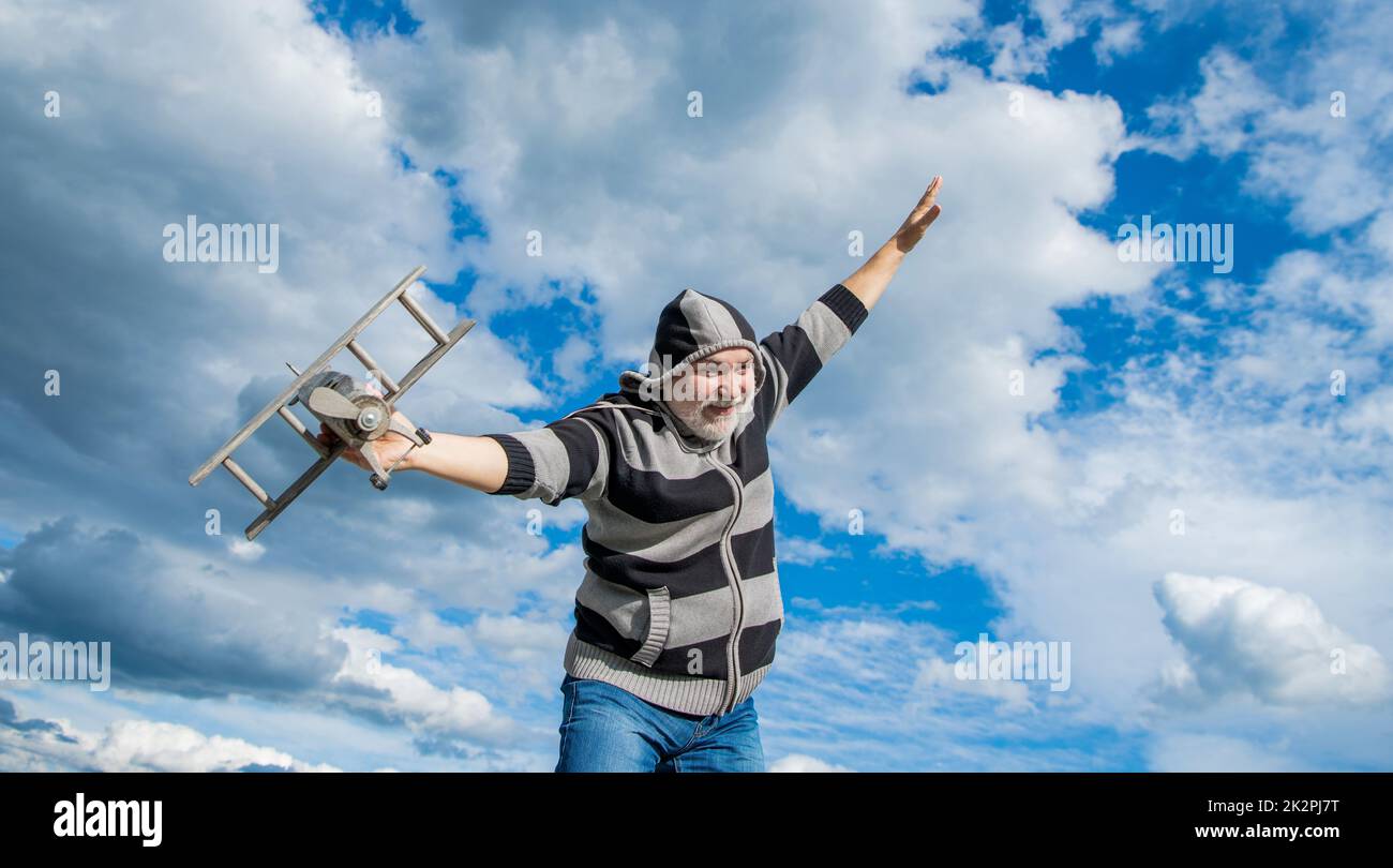 happy retirement. retired pensioner feel free. retired old man outdoor ...