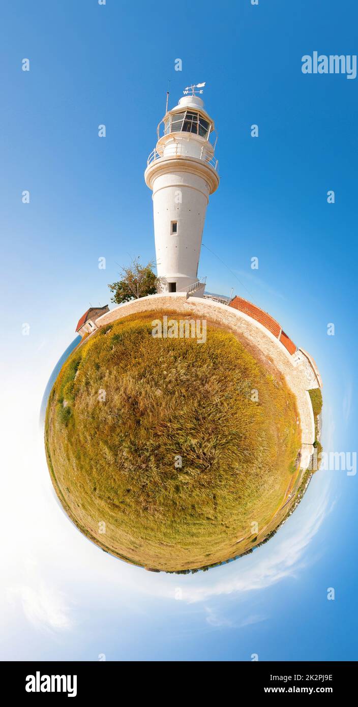 Paphos lighthouse. Little planet. Cyprus Stock Photo - Alamy