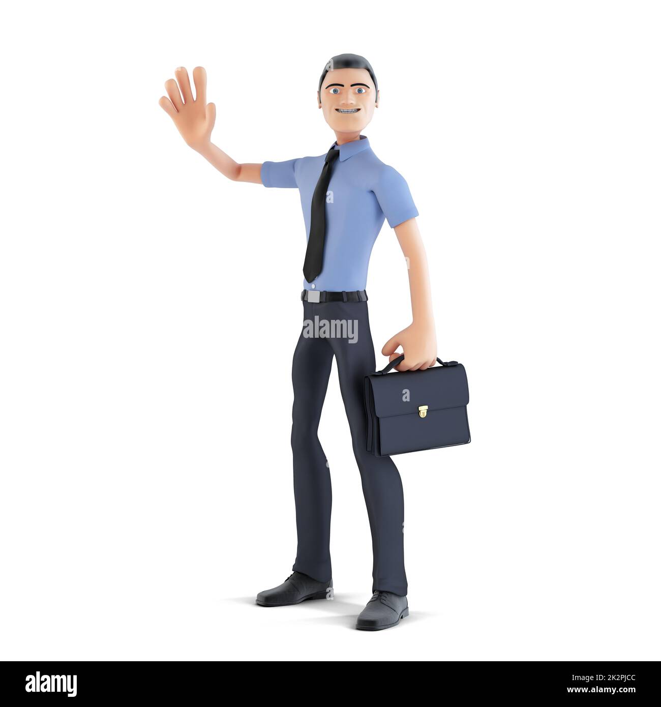 Happy 3d businessman waving hand and smiling. Isolated. Contains ...