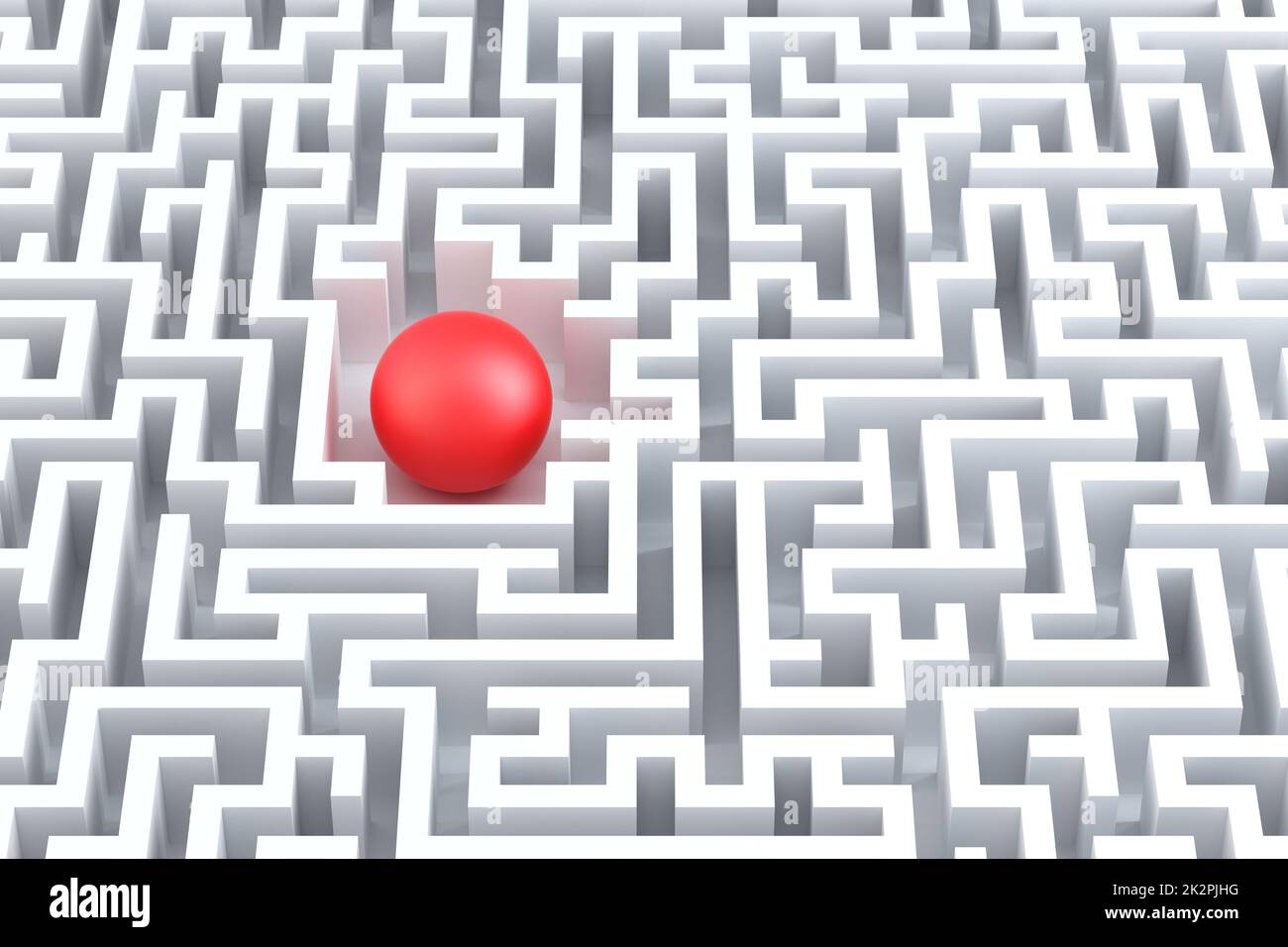 Red sphere in the center of the maze Stock Photo - Alamy